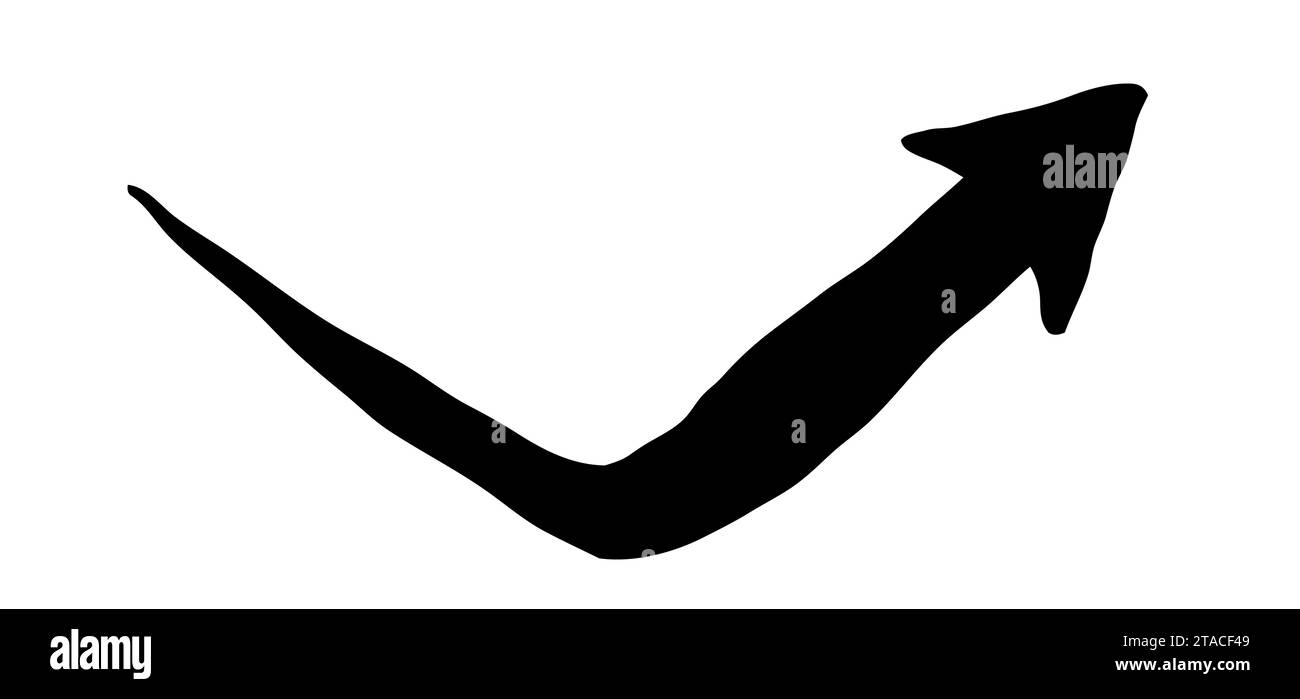 Hand painted arrow drawn with ink brush isolated on white background ...