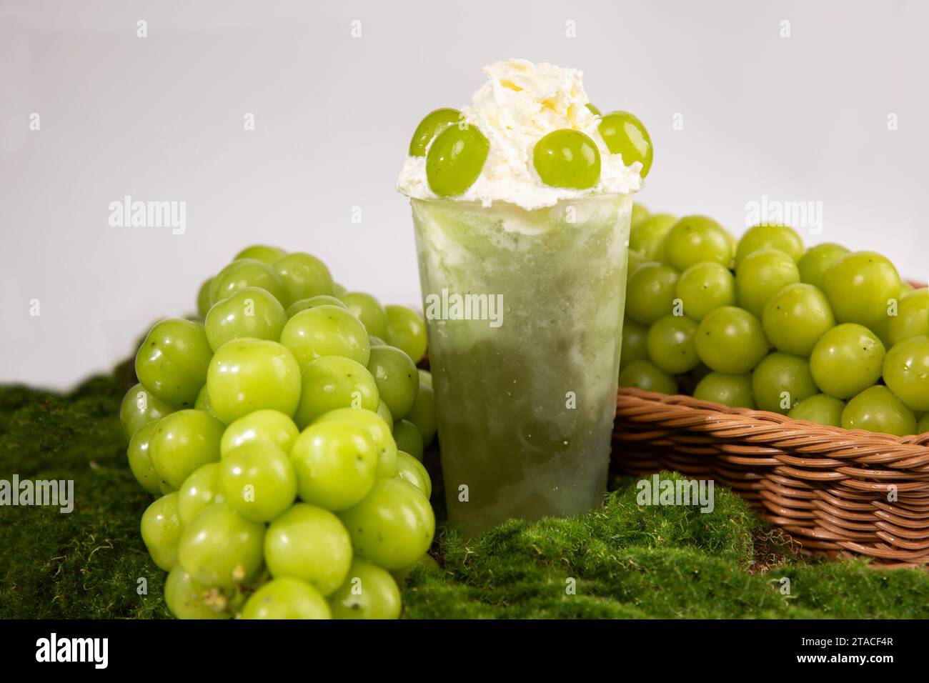 Shine Muscat，Take away glass of Shine Muscat Milk Tea topped with ...