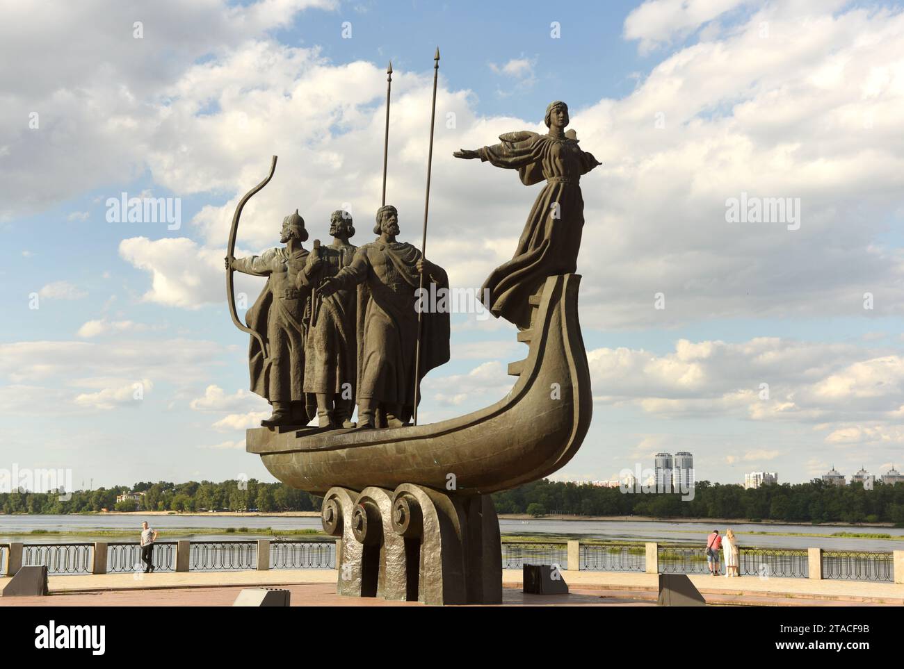 Kyiv, Ukraine - July 24, 2020: Monument to the founders of Kyiv capital ...