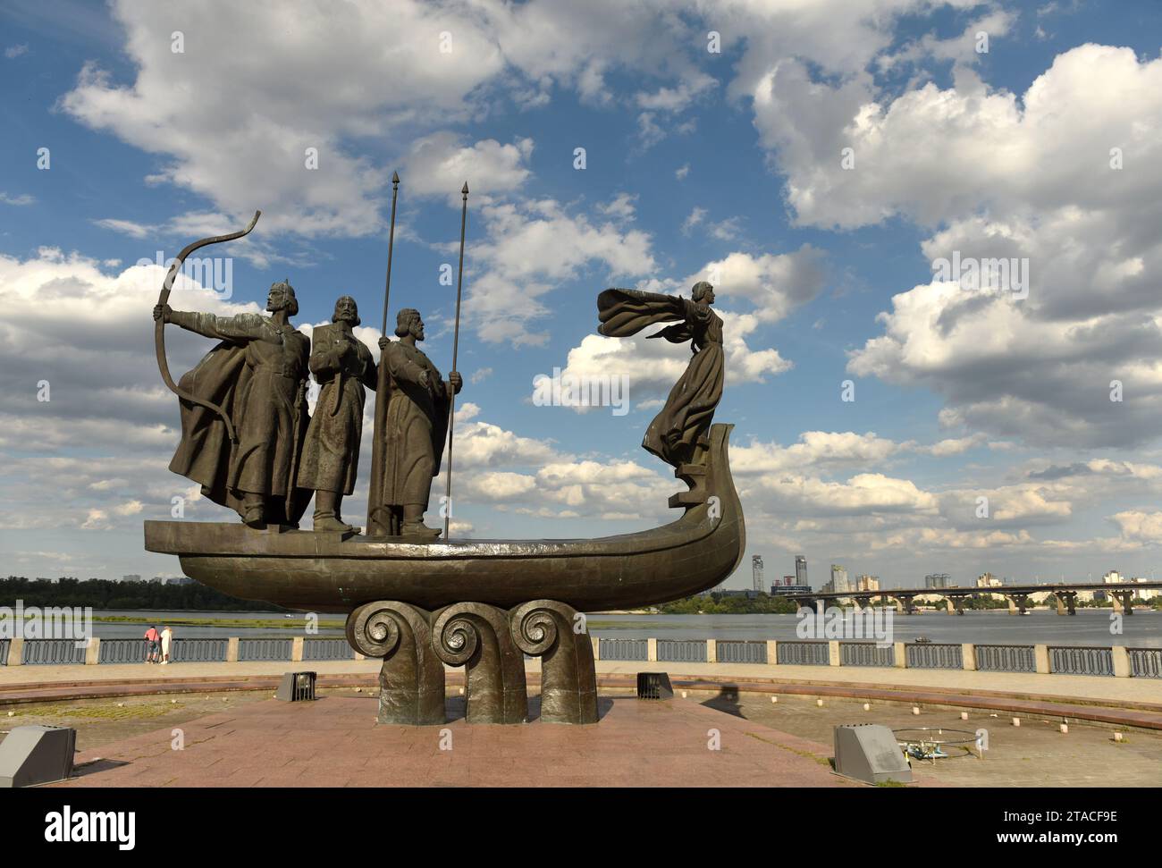 Kyiv, Ukraine - July 24, 2020: Monument to the founders of Kyiv capital ...