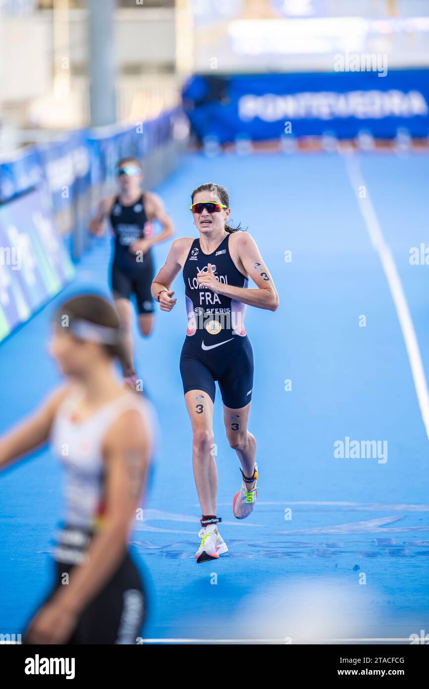 Emma Lombardi participating at the finish line in Pontevedra in the ...