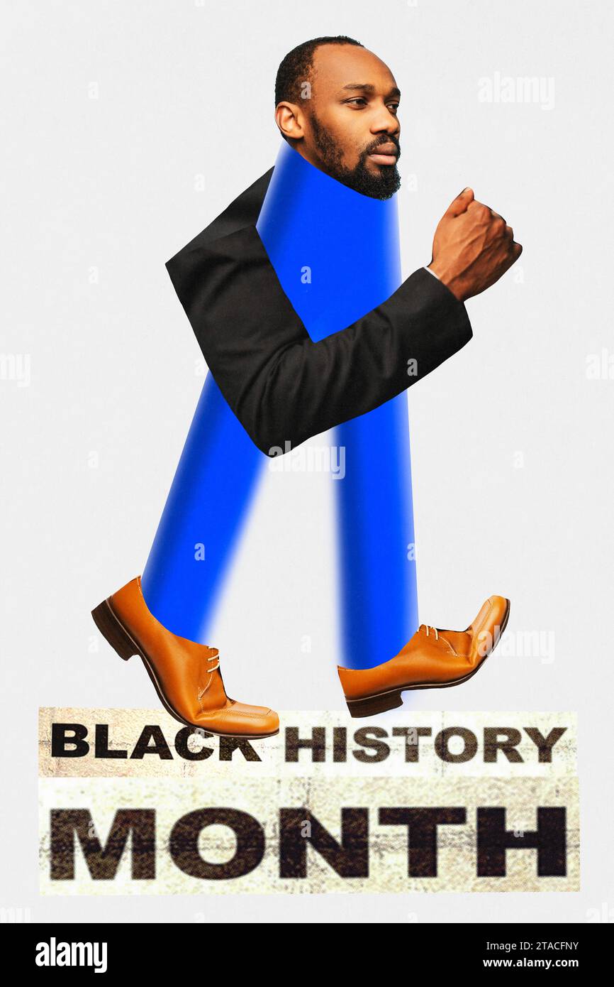 Poster. Contemporary art collage. Young African American man with long ...