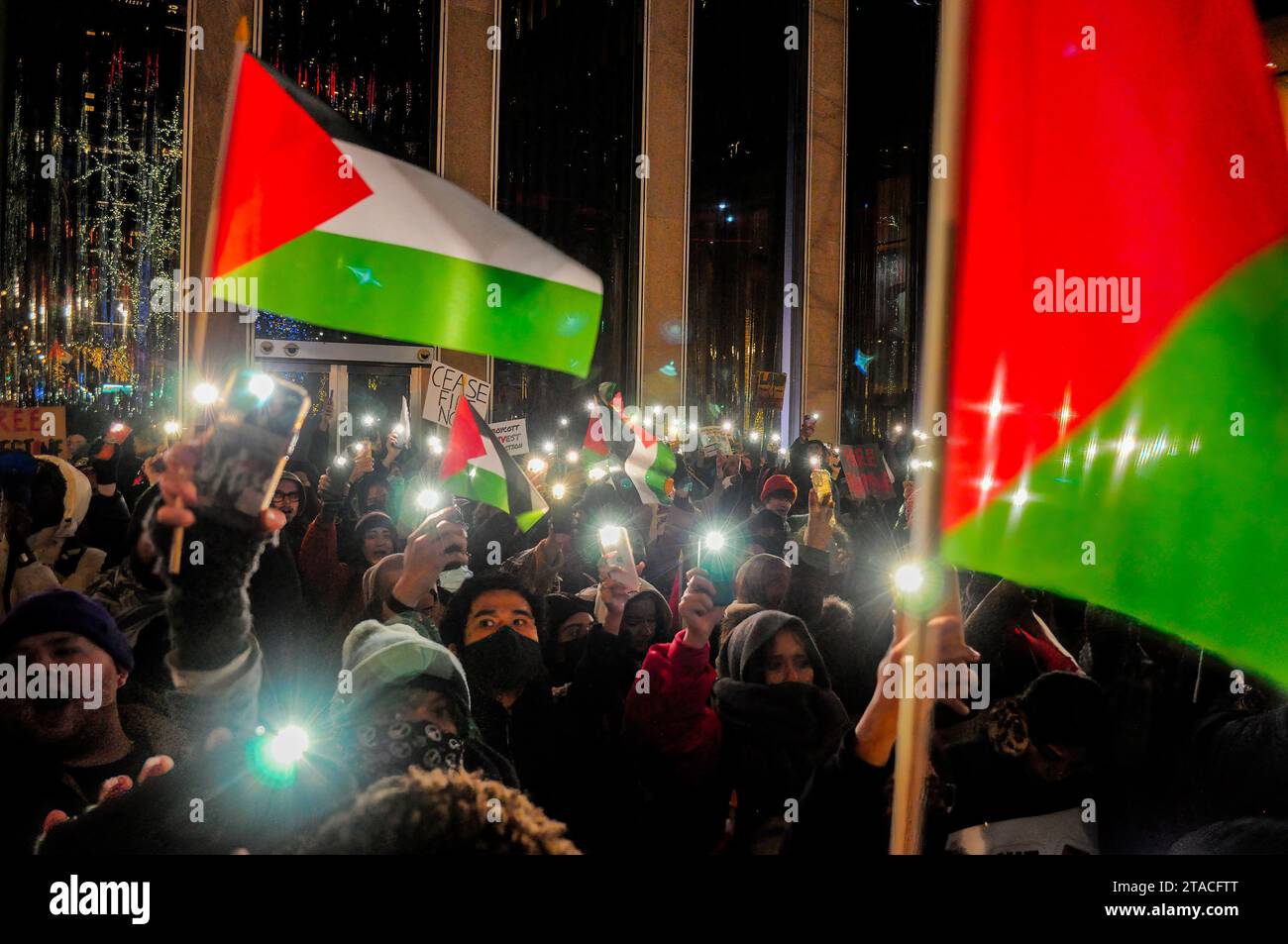 New York City, United States. 29th Nov, 2023. Protesters turn on their ...