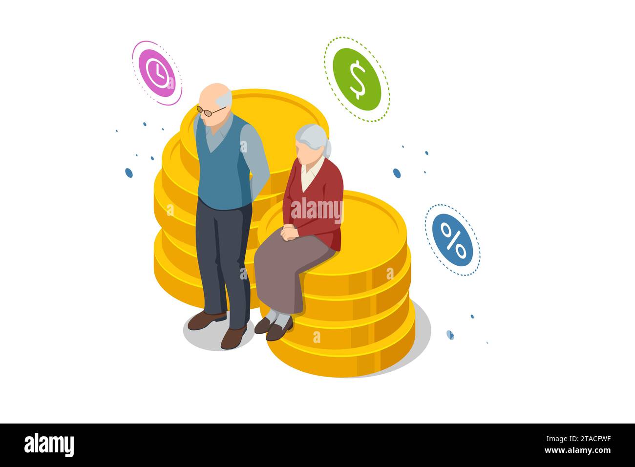 Isometric Retirement savings concept. Financial independence idea ...