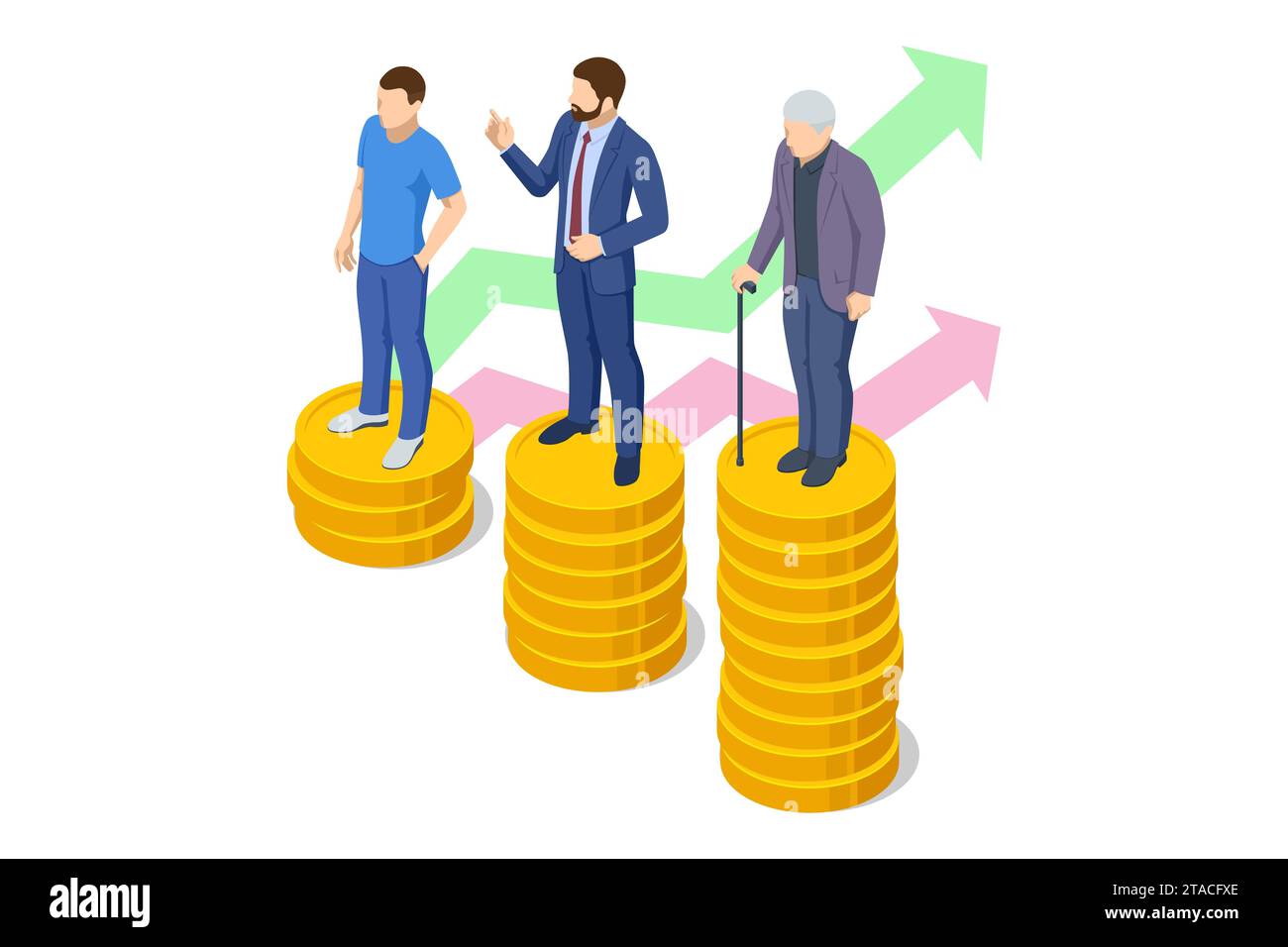 Isometric Retirement savings concept. Financial independence idea ...