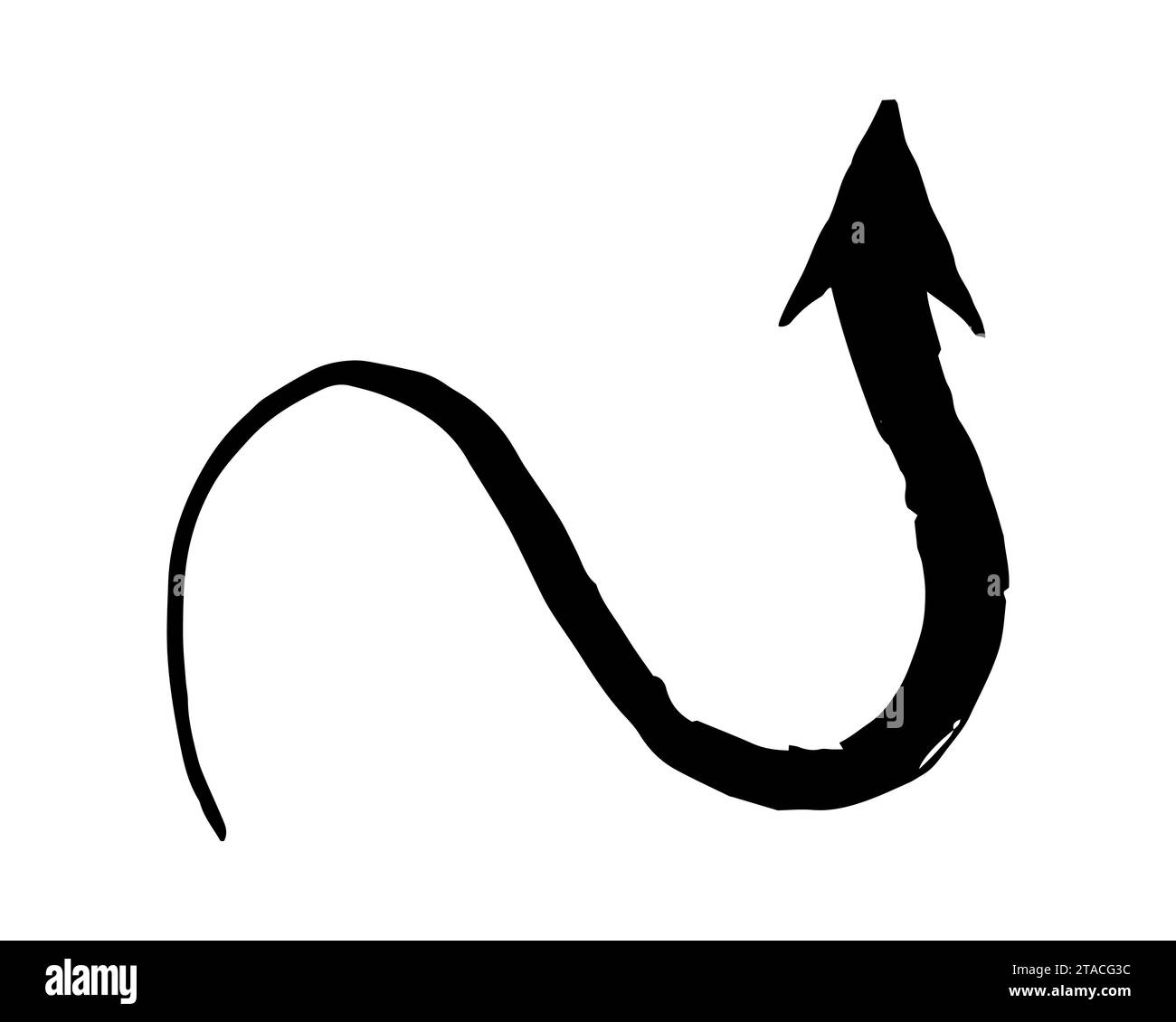 Ink arrow curled symbol hand painted with brush in swoosh whimsical ...
