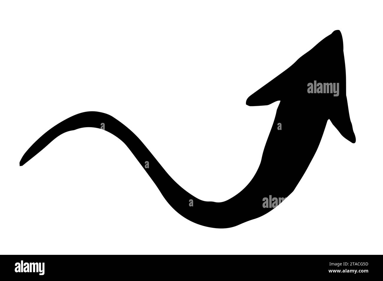 Ink arrow curled symbol hand painted with brush in swoosh whimsical ...