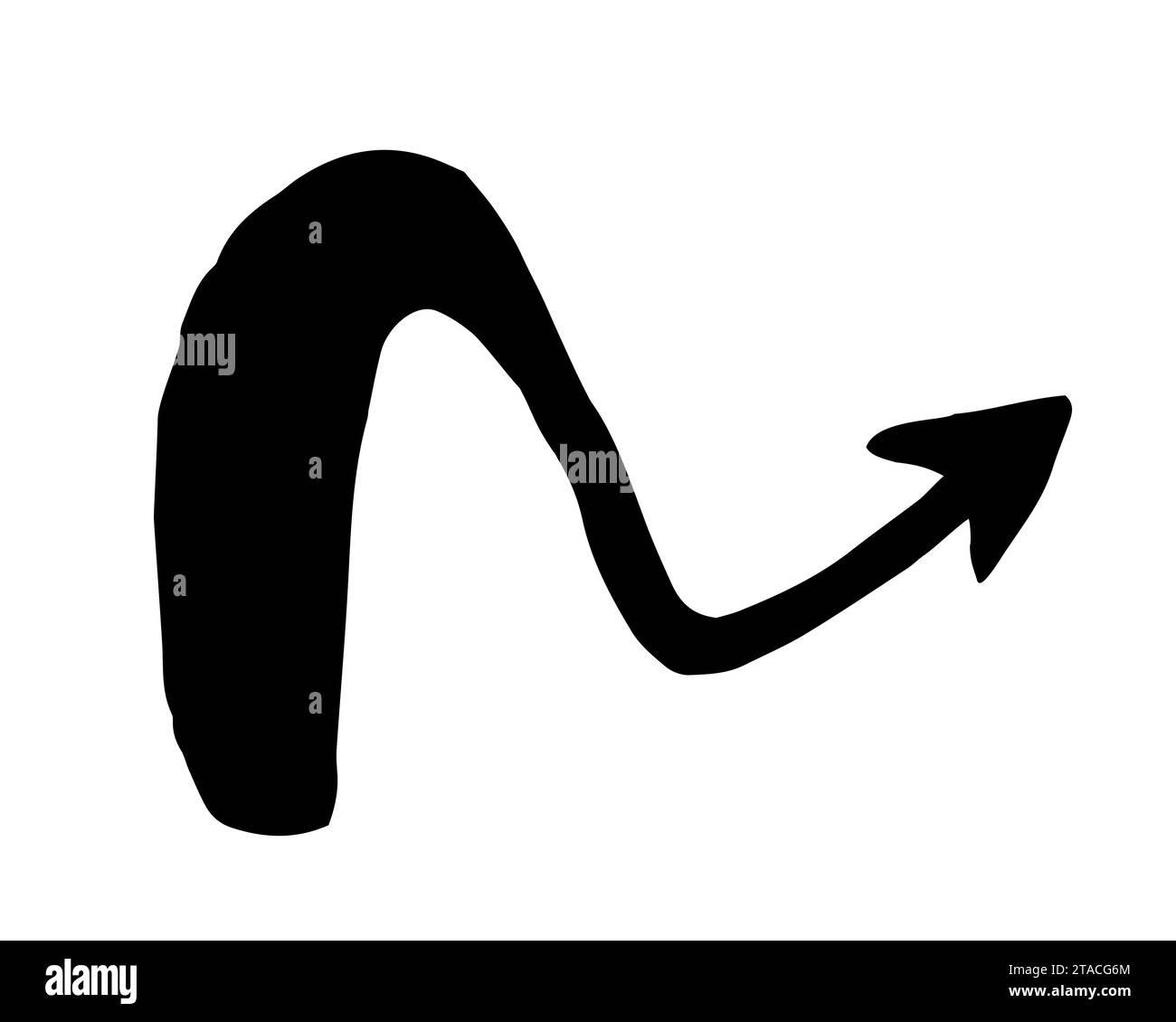 Ink arrow curled symbol hand painted with brush in swoosh whimsical ...