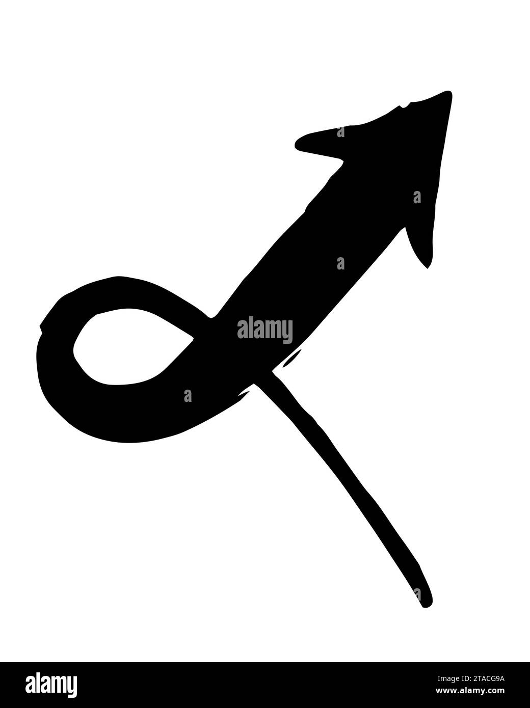 Ink arrow curled symbol hand painted with brush in swoosh whimsical ...