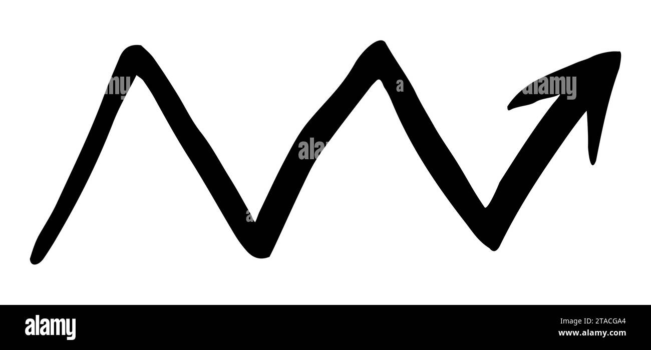 Hand painted arrow drawn with ink brush isolated on white background ...