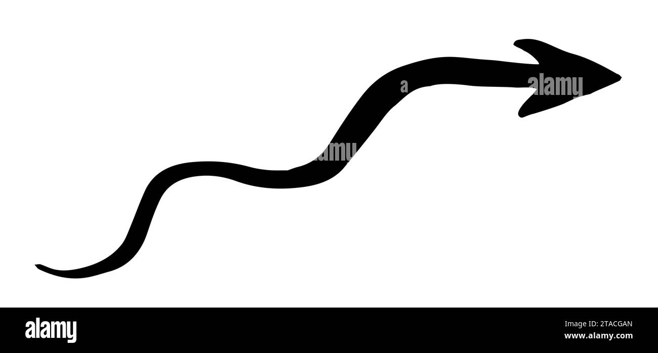 Hand painted arrow drawn with ink brush isolated on white background ...