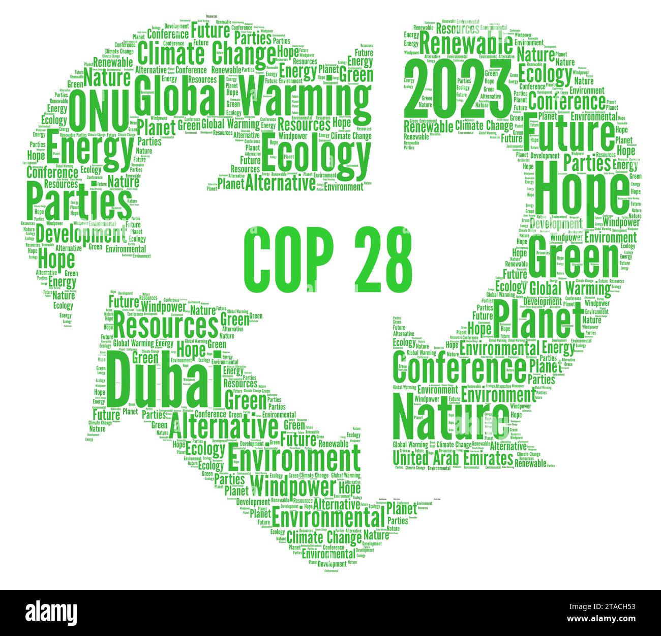 COP 28 in Dubai United Arab Emirates world cloud Stock Photo - Alamy