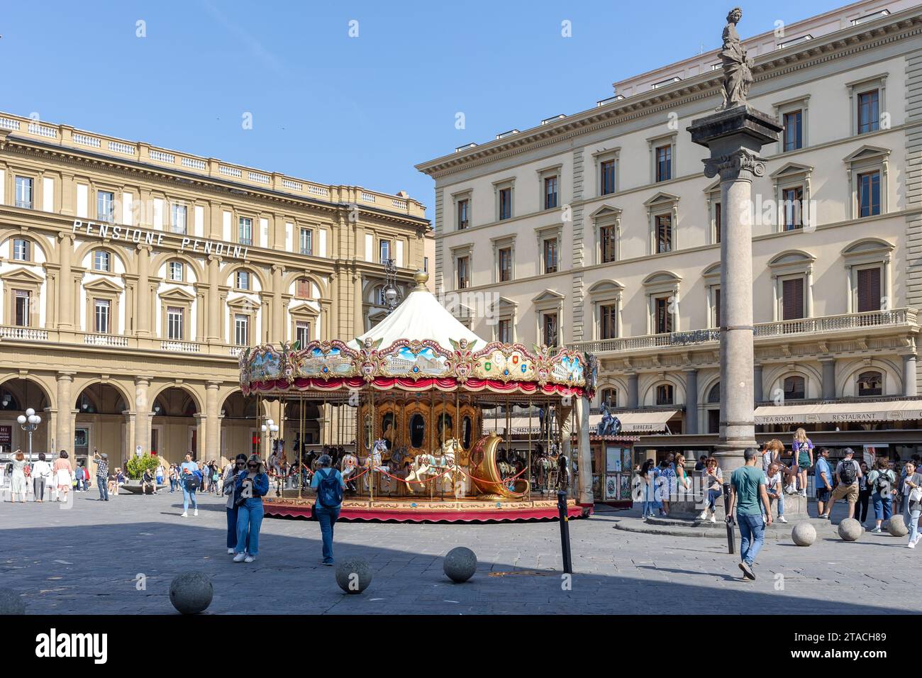 Piazza delle Repubblica with merry go round ( carousel) in Florence ...