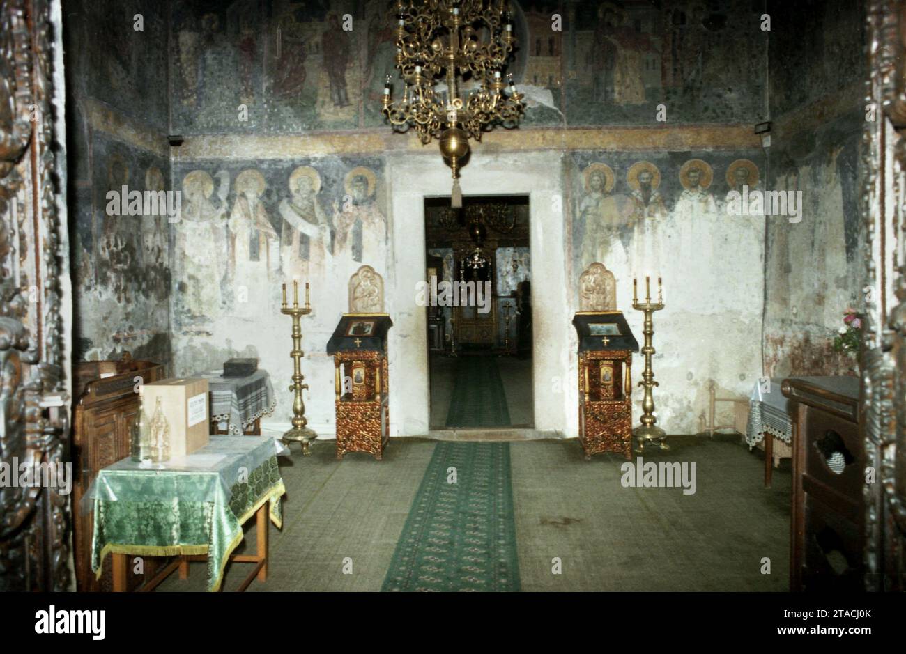 Gorj County, Romania, 2001. The nartex of the "Dormition of the Mother ...