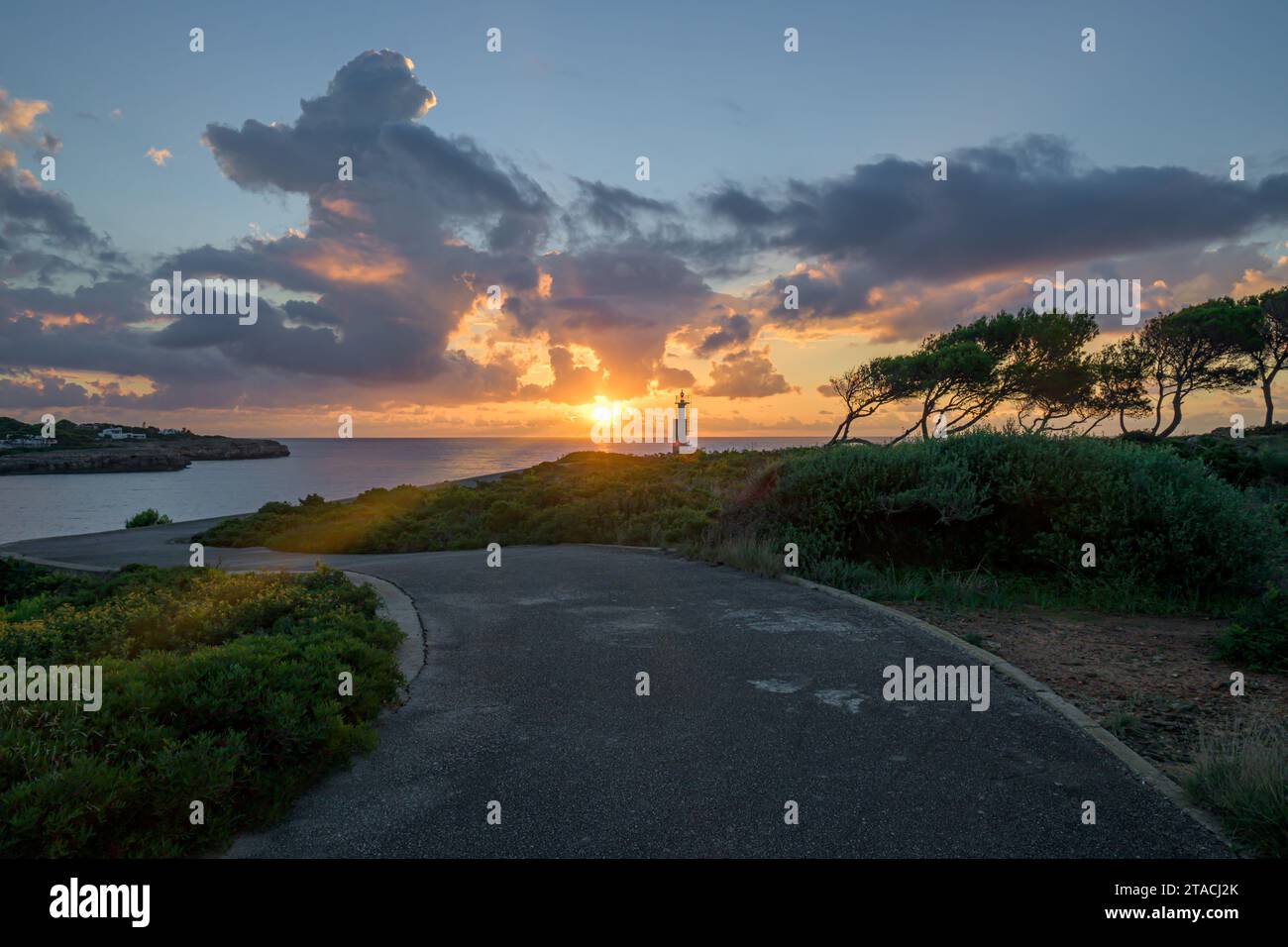 horizontal view of beautiful sunrise over the mediterranean sea ...