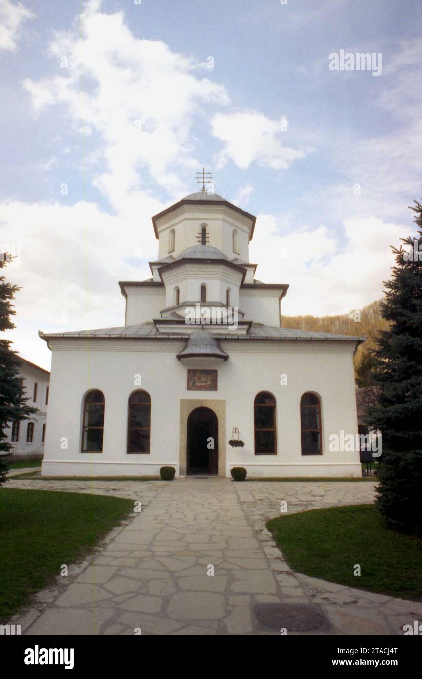 Gorj County, Romania, 2001. Exterior view of the "Dormition of the ...