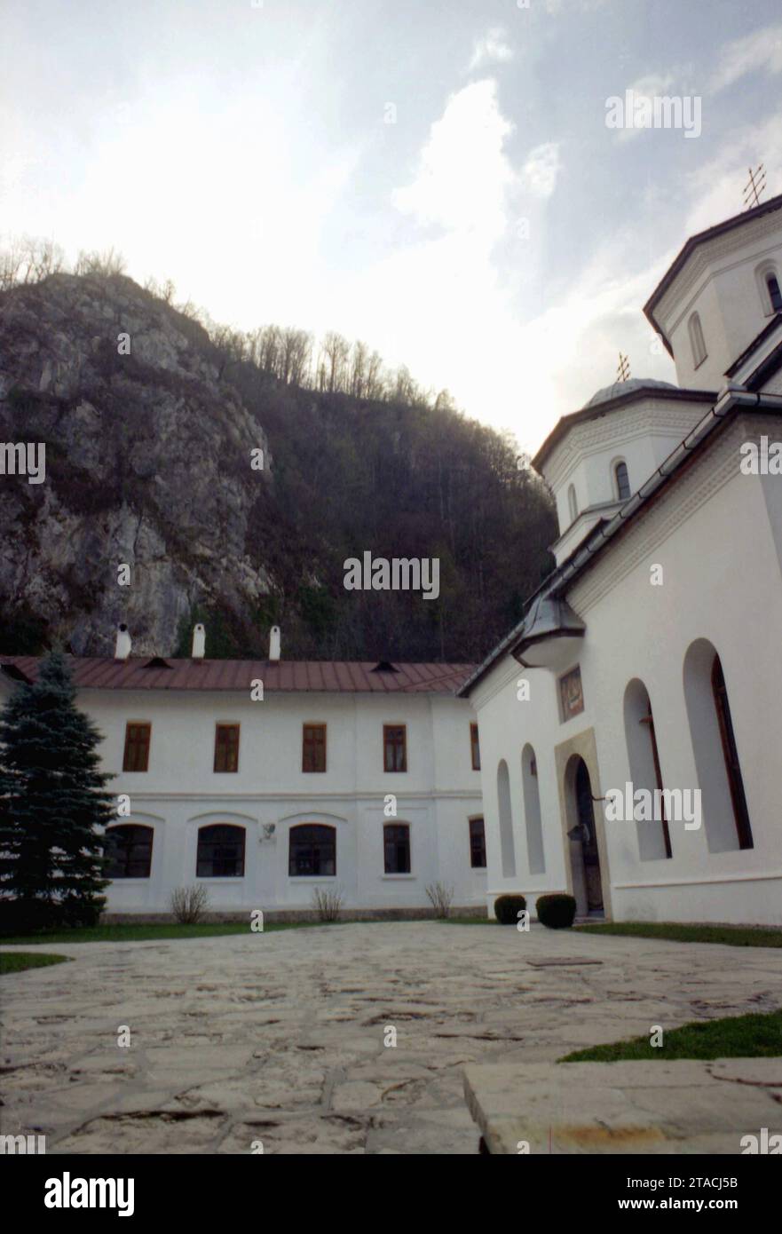 Gorj County, Romania, 2001. Exterior view of the "Dormition of the ...
