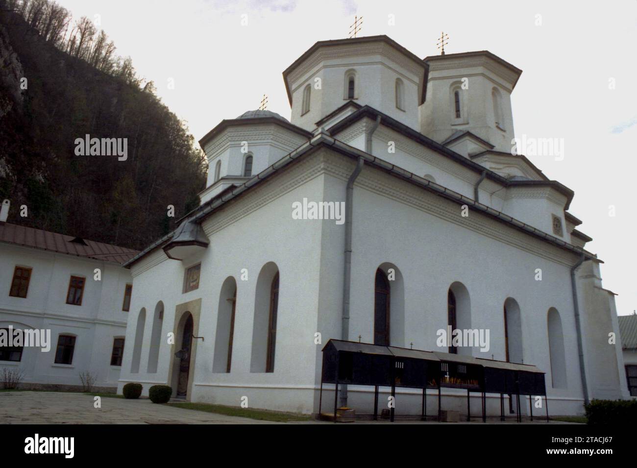 Gorj County, Romania, 2001. Exterior view of the "Dormition of the ...