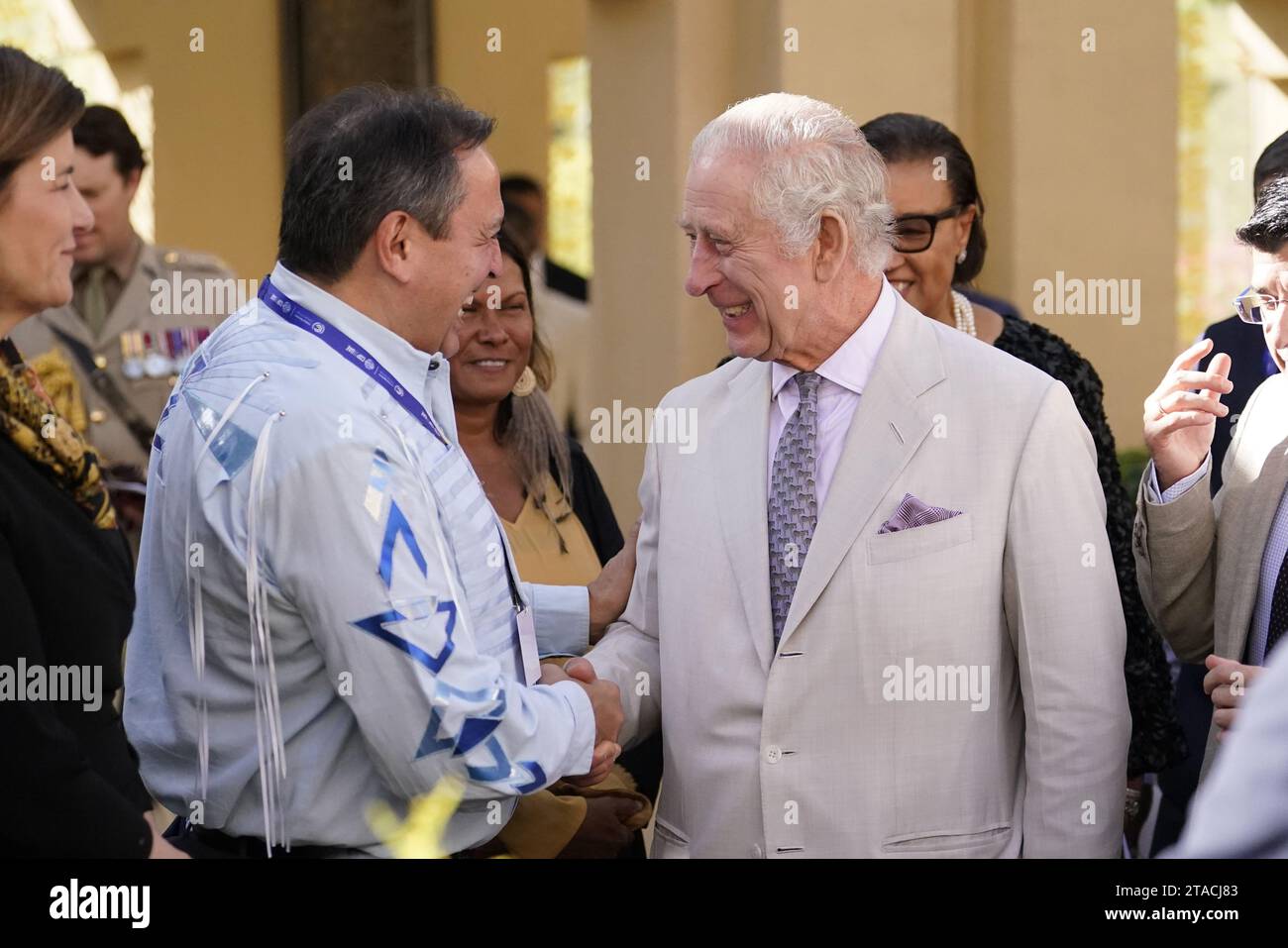 King Charles III meeting guests as he attends a Commonwealth and Nature ...