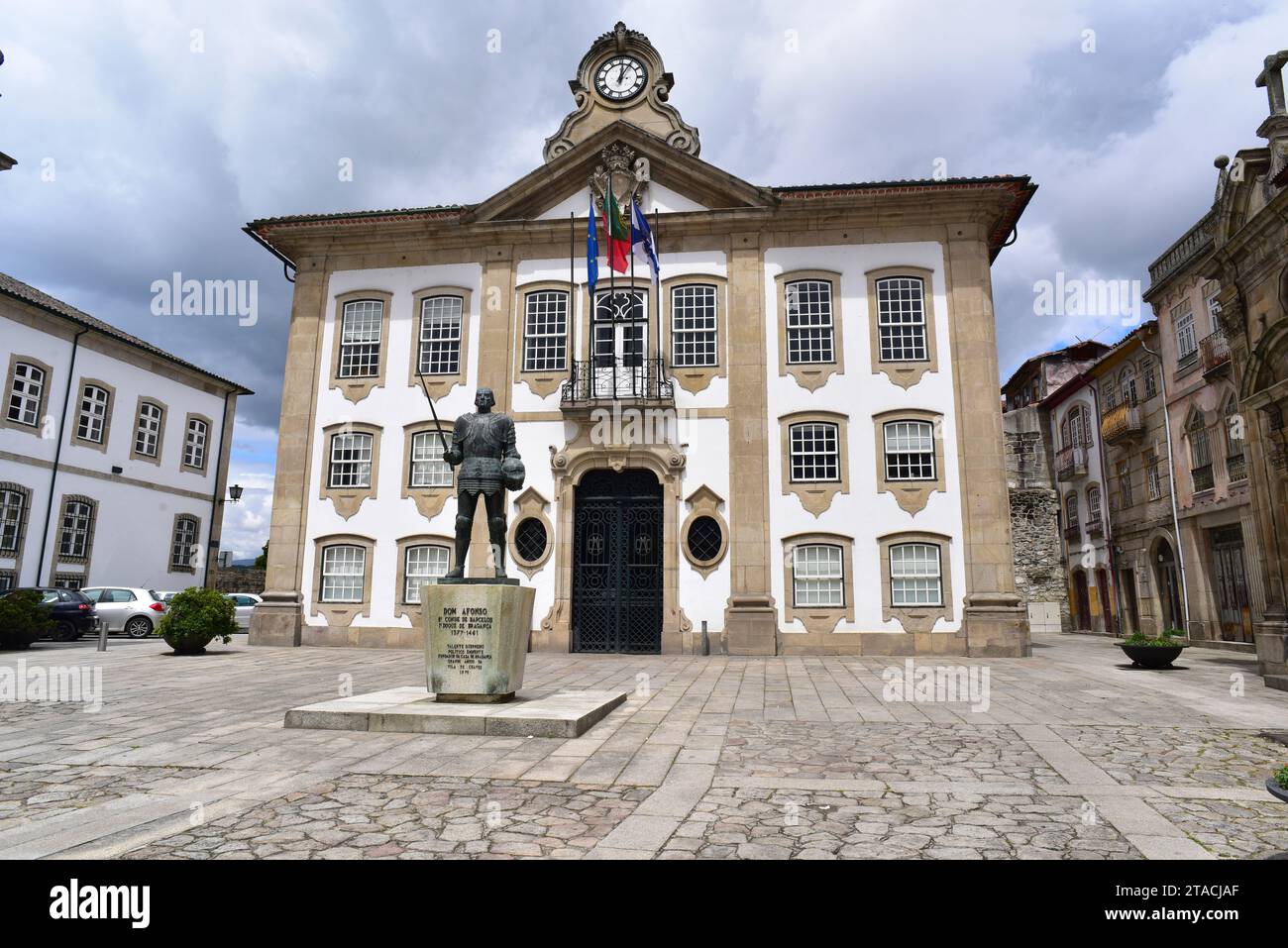 Chaves, Camoes Square with Town Hall and Dom Afonso Statue. Vila Real ...