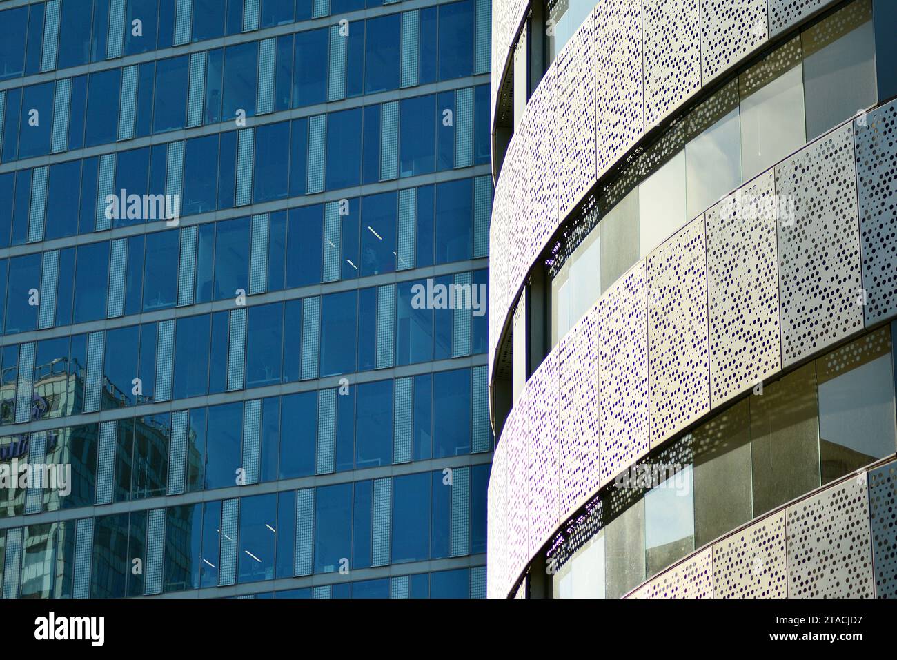 New apartment building with glass balconies. Modern architecture houses ...