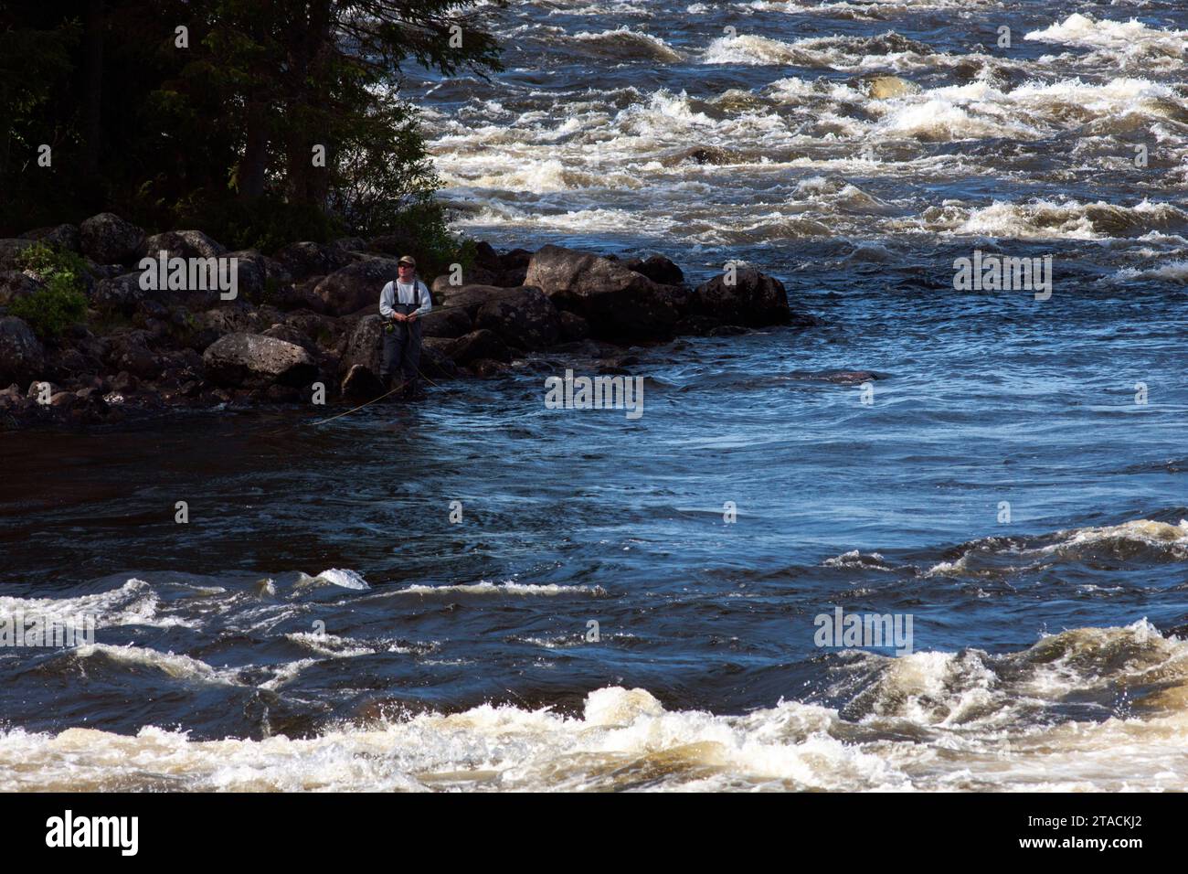KALIX RIVER, SWEDEN ON JUNE 26, 2018. View of rapids in the Kalix River ...