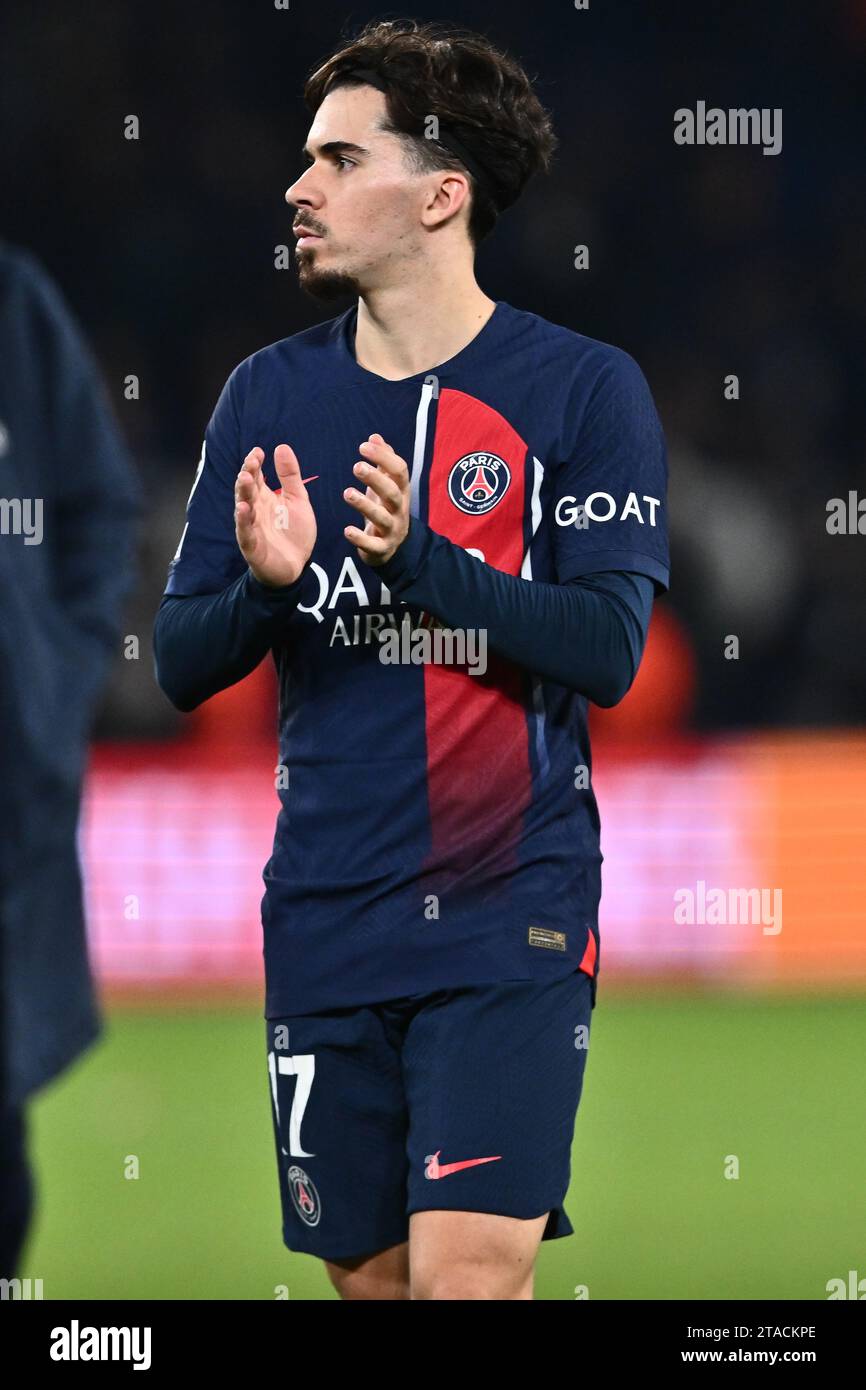 PARIS, FRANCE - NOVEMBER 28: Vitinha of PSG looks on during the UEFA ...