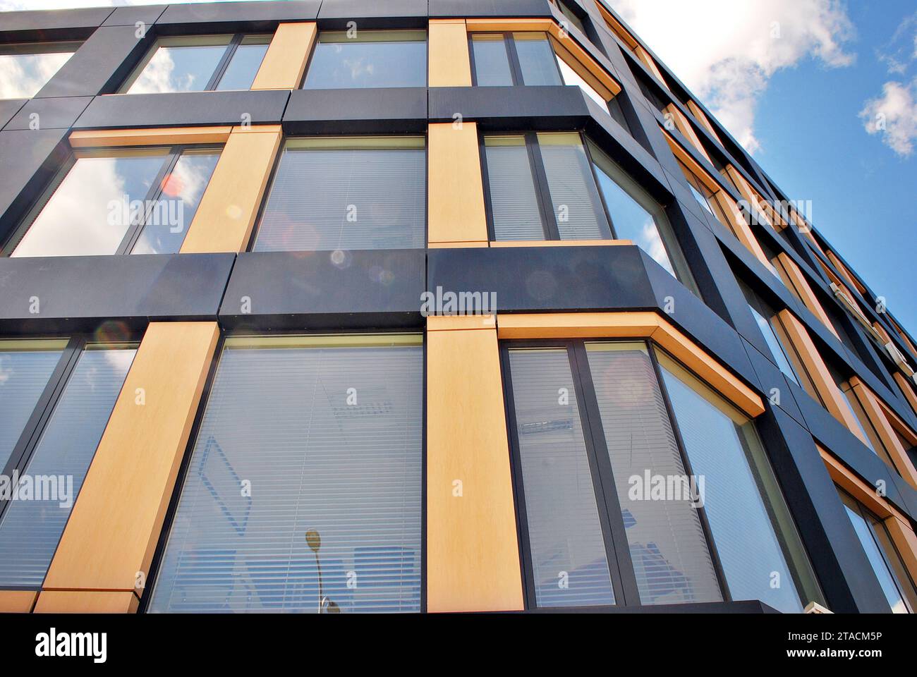Modern office building in the city with windows and steel and aluminum ...