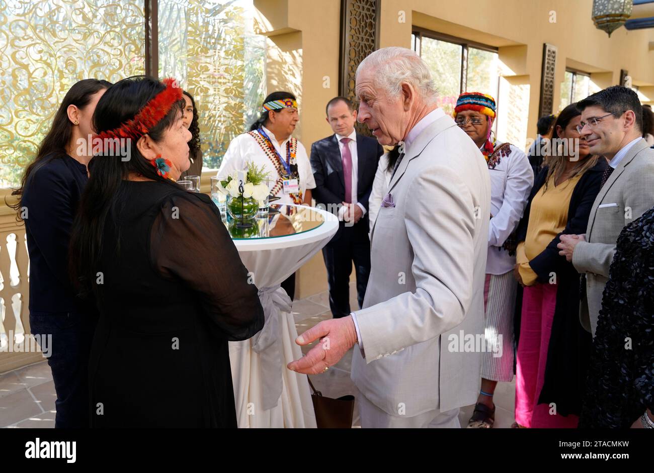 King Charles III meeting guests as he attends a Commonwealth and Nature ...