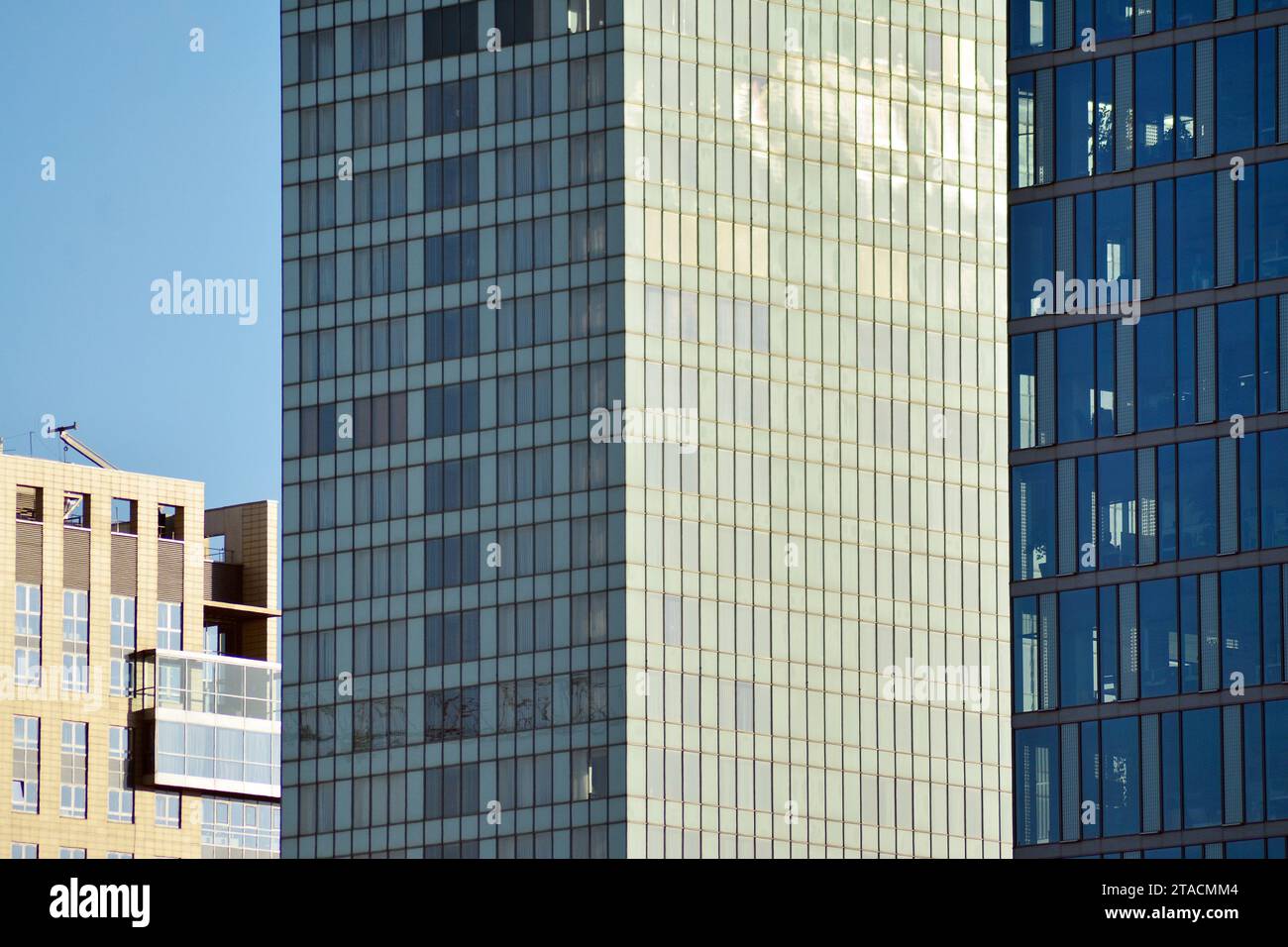 Modern office building in the city with windows and steel and aluminum ...