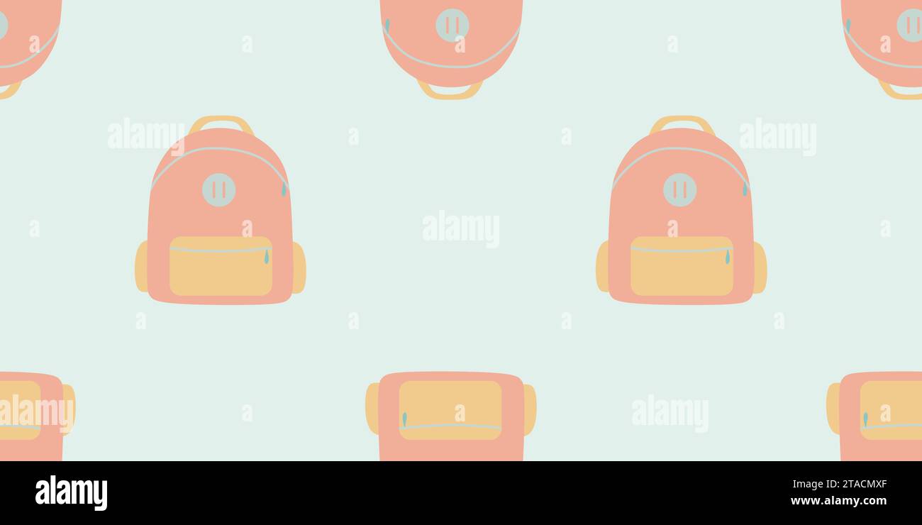 Hand drawn backpack or School bag seamless pattern. Vector flat or ...