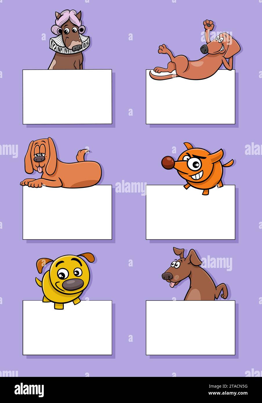 Cartoon illustration of dogs and puppies animal characters with blank ...