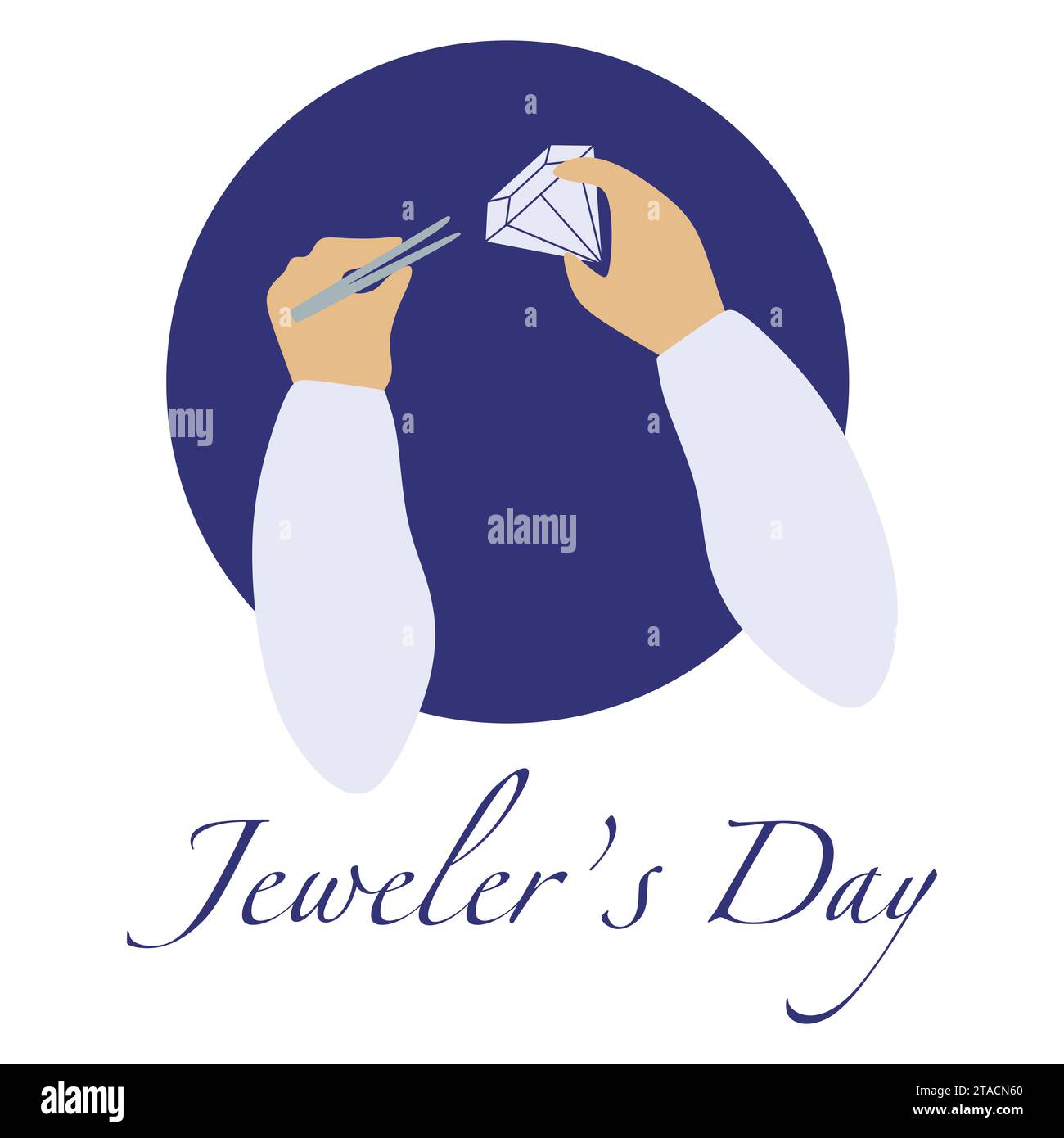 International Jewel day Card with Lettering. Hands holding Tweezers and ...