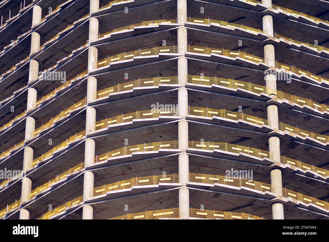 High rise building under construction. Installation of glass facade ...