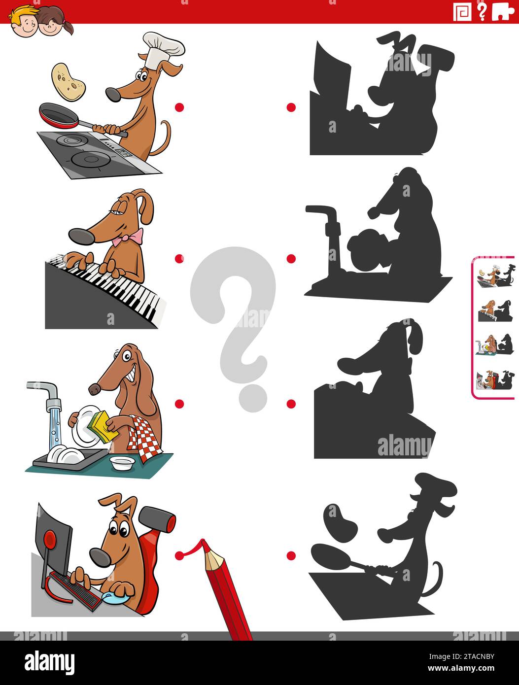 Cartoon illustration of match the right shadows with pictures ...
