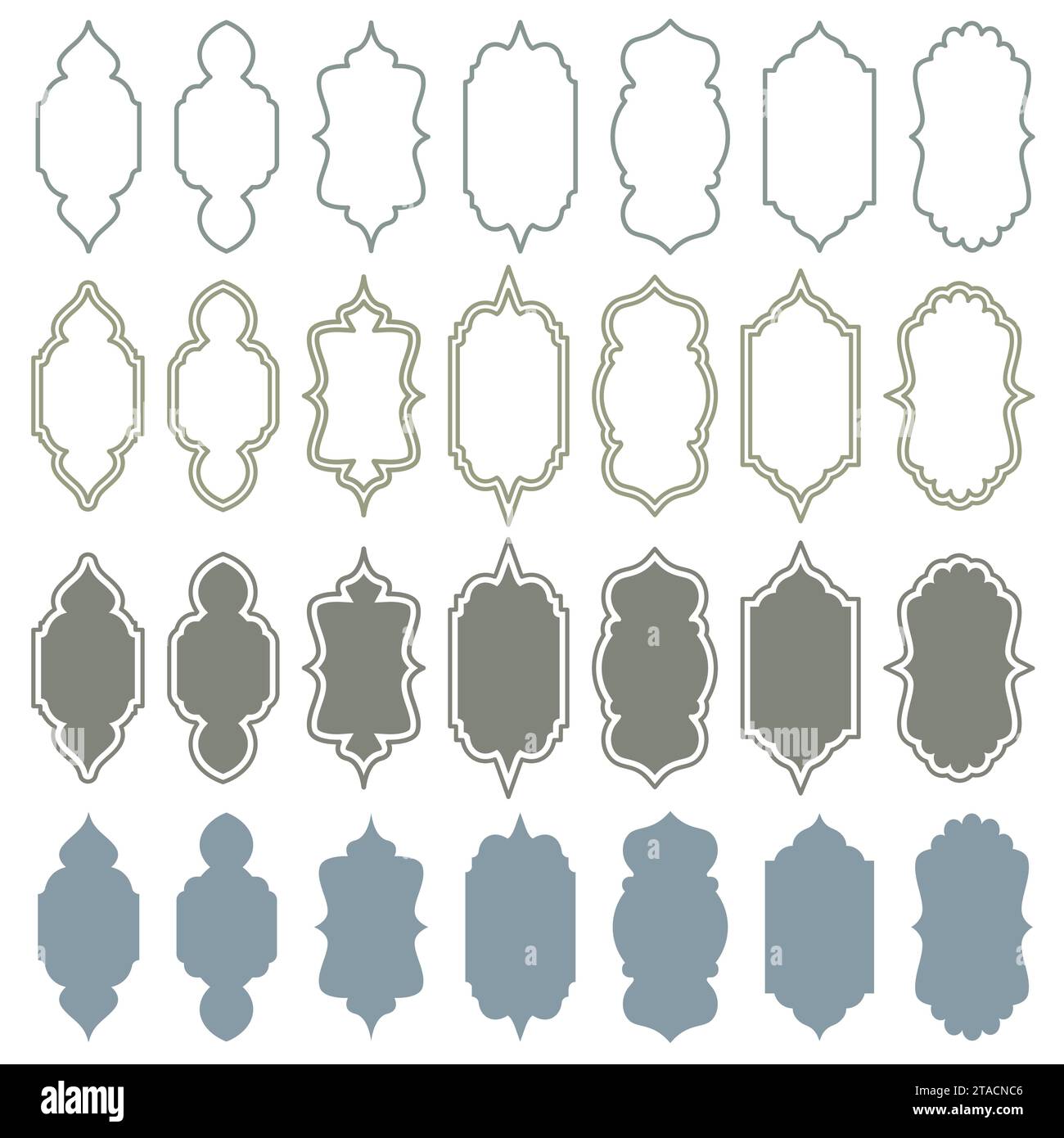 Ramadan shapes of windows and doors design. Islamic arches with Turkish ...