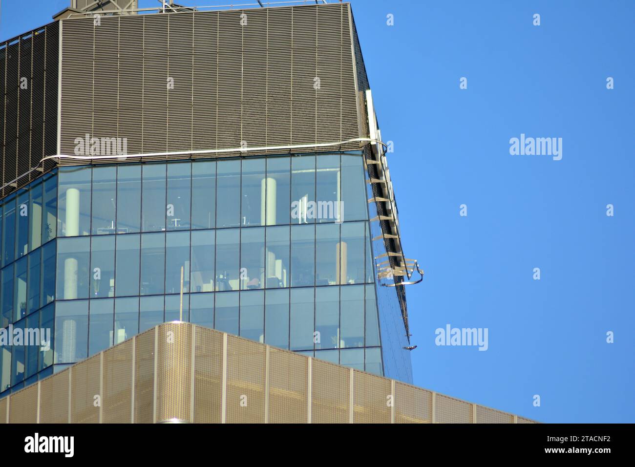 Fragment of glass and metal facade walls. Commercial office buildings ...