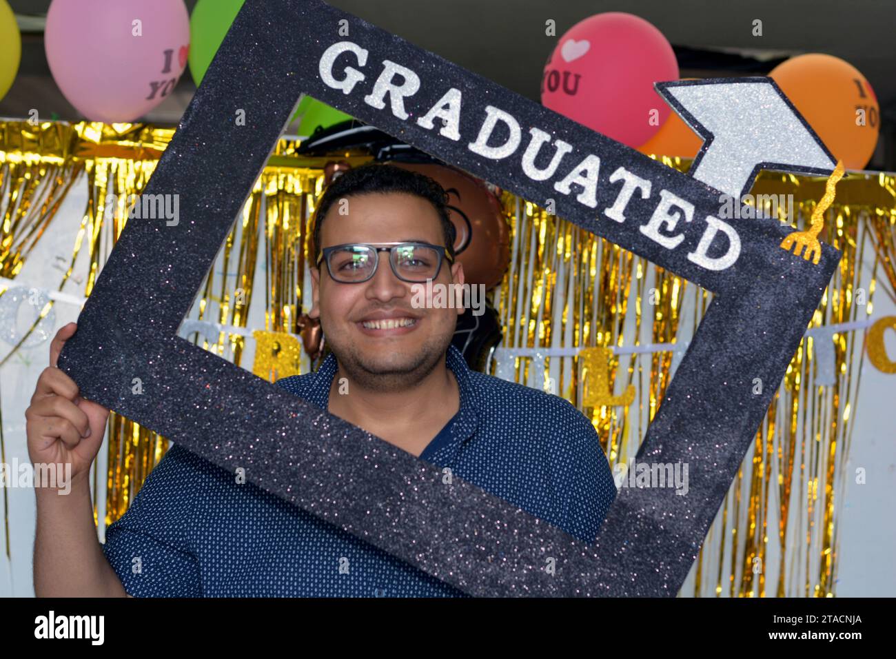 Cairo, Egypt, July 11 2021: preparations for a graduation party ...