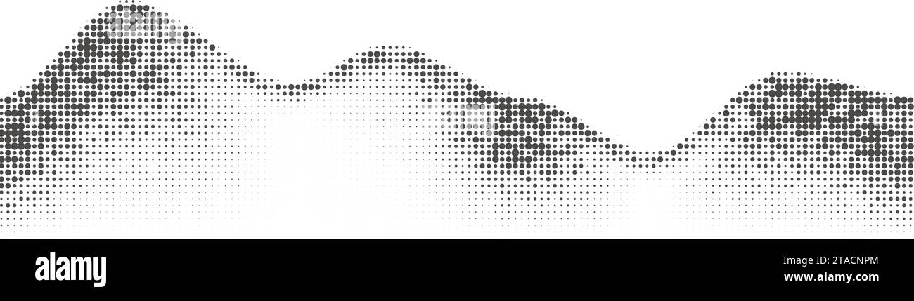 Dotted wave background. Halftone abstract vector gradient. Particle flow fade. Textured fluid ...