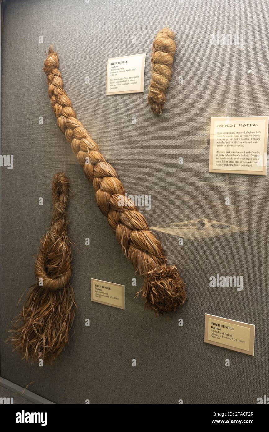 A display of fiber bundles used by pre-Hispanic Native Americans in the ...