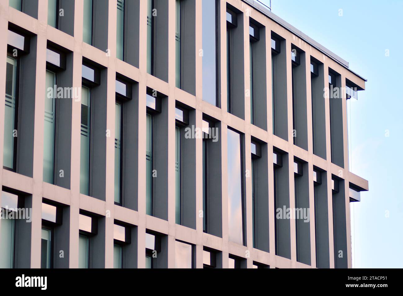 Modern office building in the city with windows and steel and aluminum ...