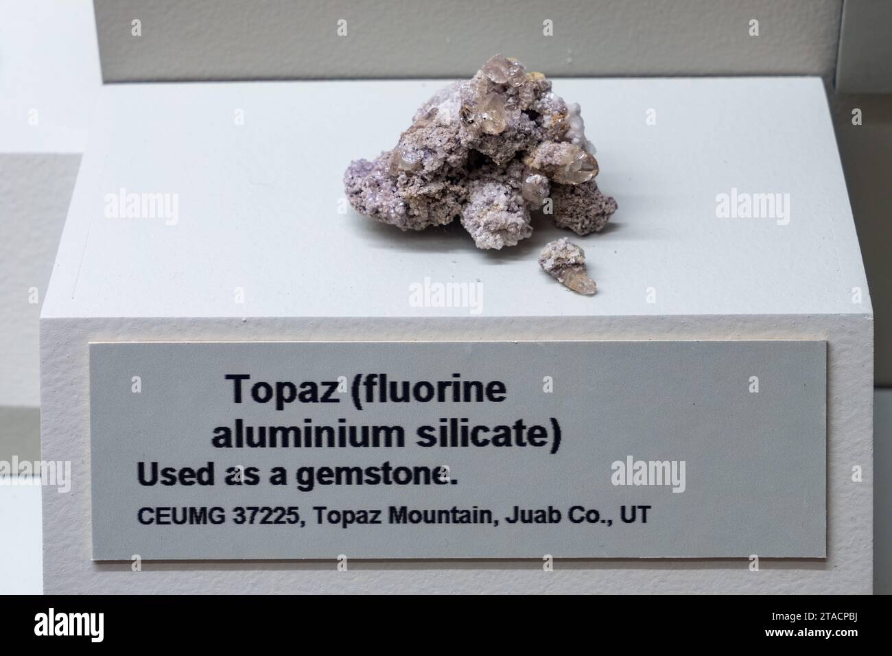 Topaz, fluorine aluminum silicate, in the mineral collection in the USU ...