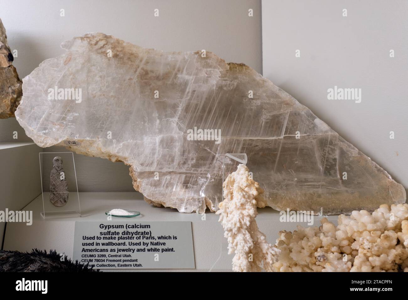 Gypsum, calcium sulfate dihydrate, in the mineral collection in the USU ...