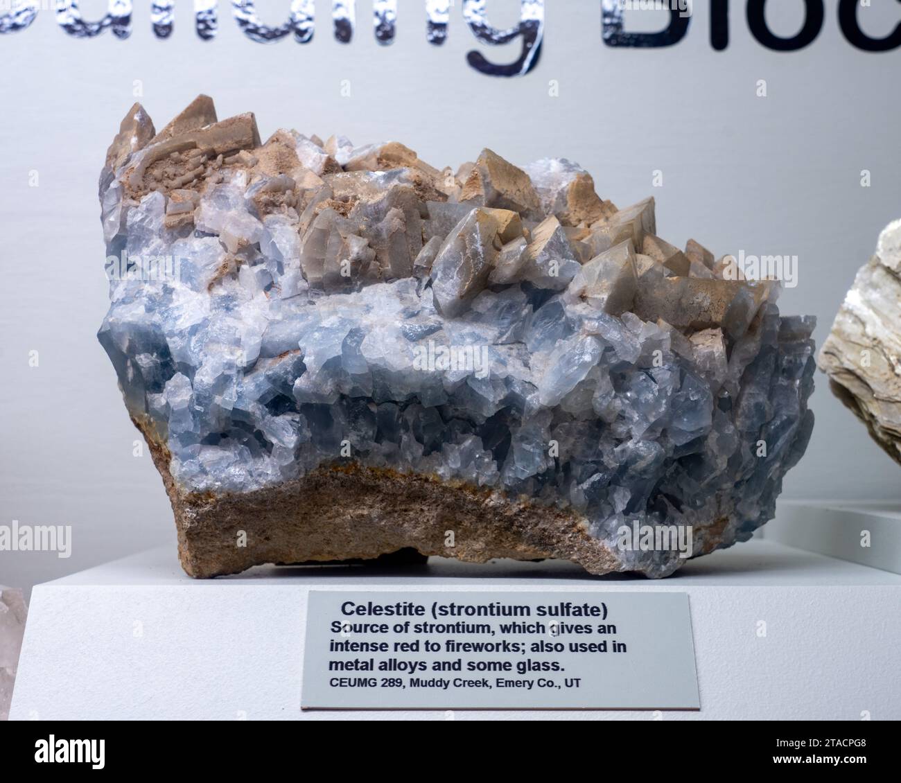 Celestite, strontium sulfate, in the mineral collection in the USU ...