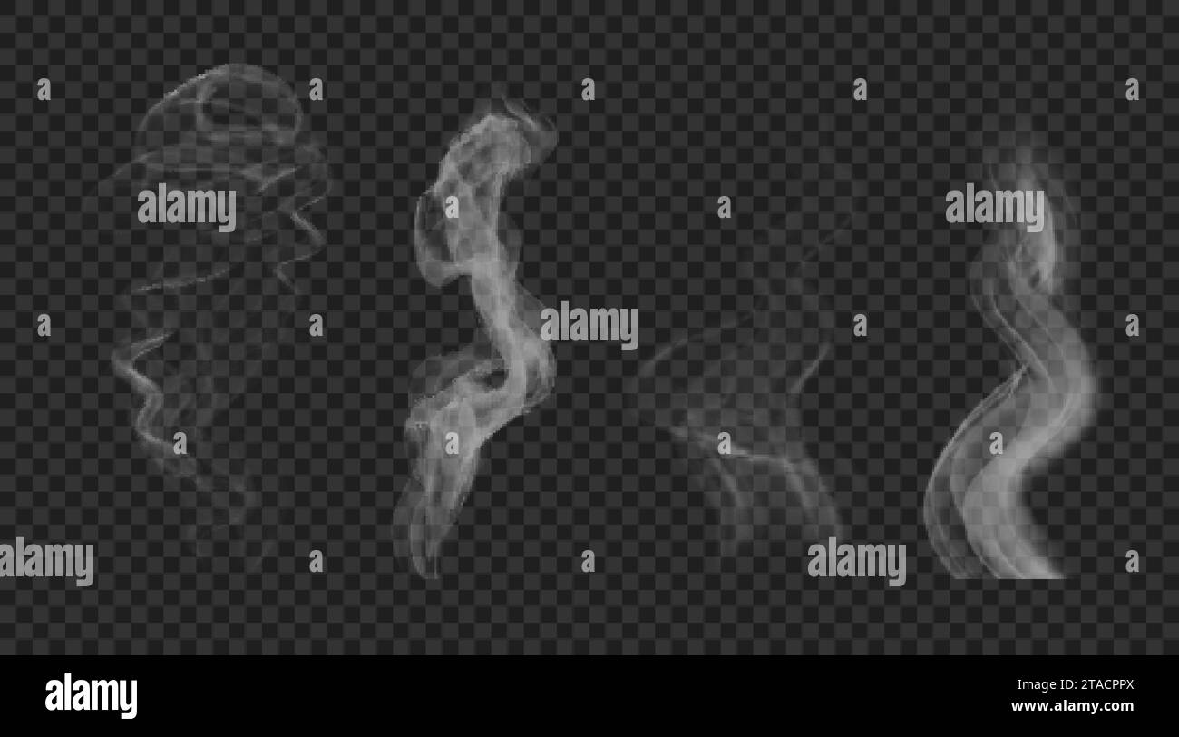 Set of vector realistic white wavy steam Stock Vector Image & Art - Alamy
