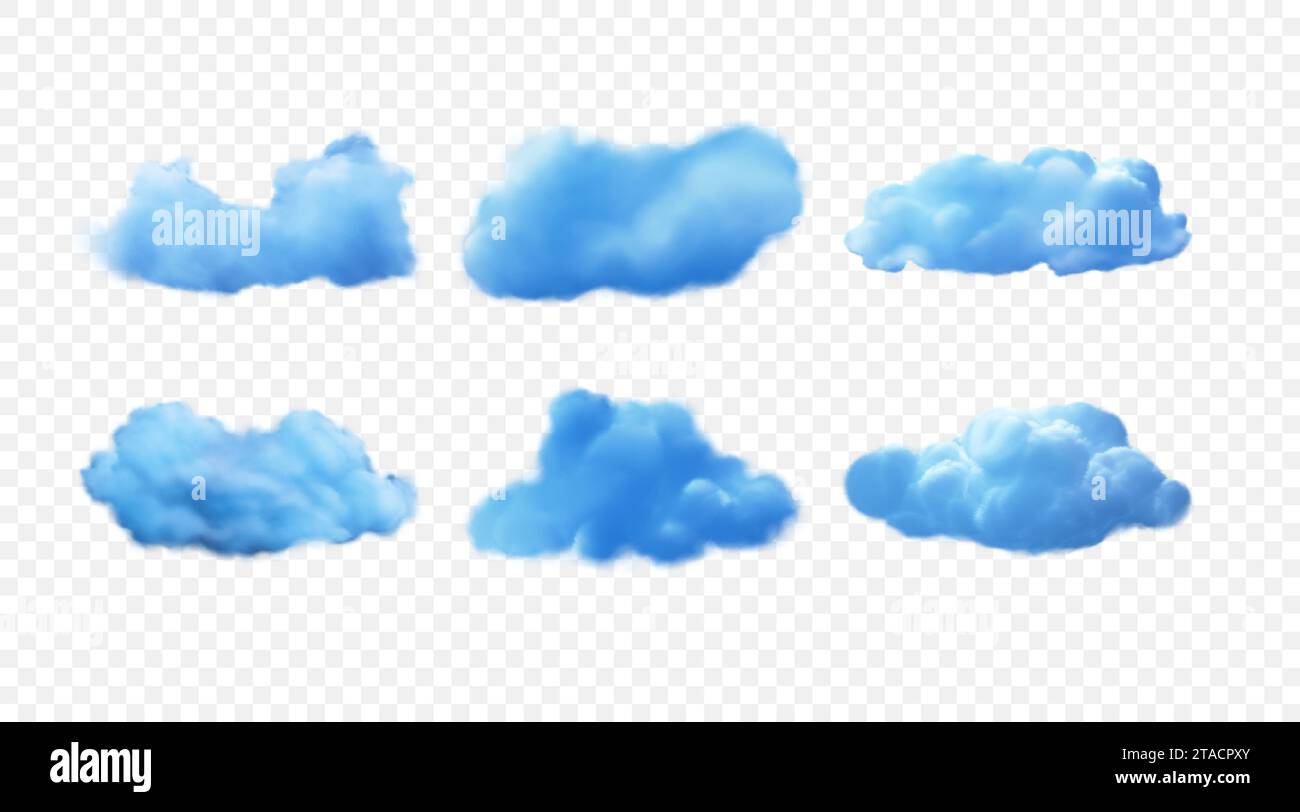 Set of vector realistic fluffy blue sky Stock Vector Image & Art - Alamy