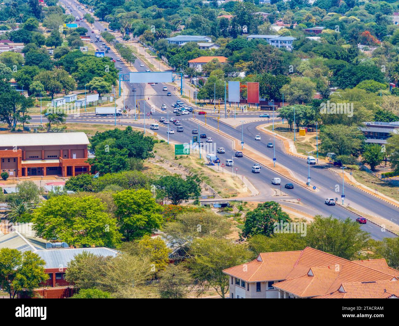 gaborone aerial view of traffic at an intersection Stock Photo - Alamy