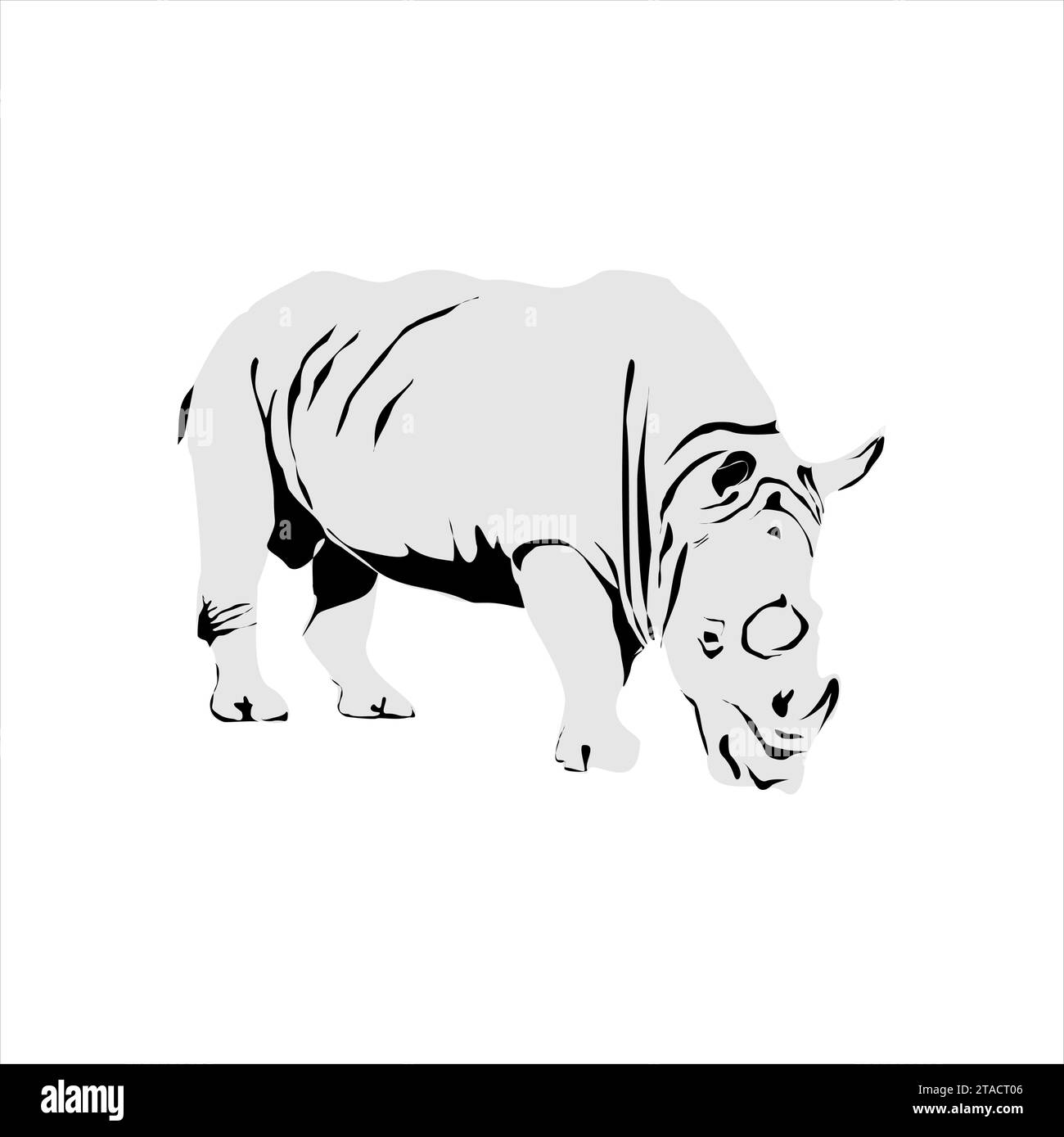 Vector illustration of the Javan Rhinoceros, a rare Indonesian animal ...