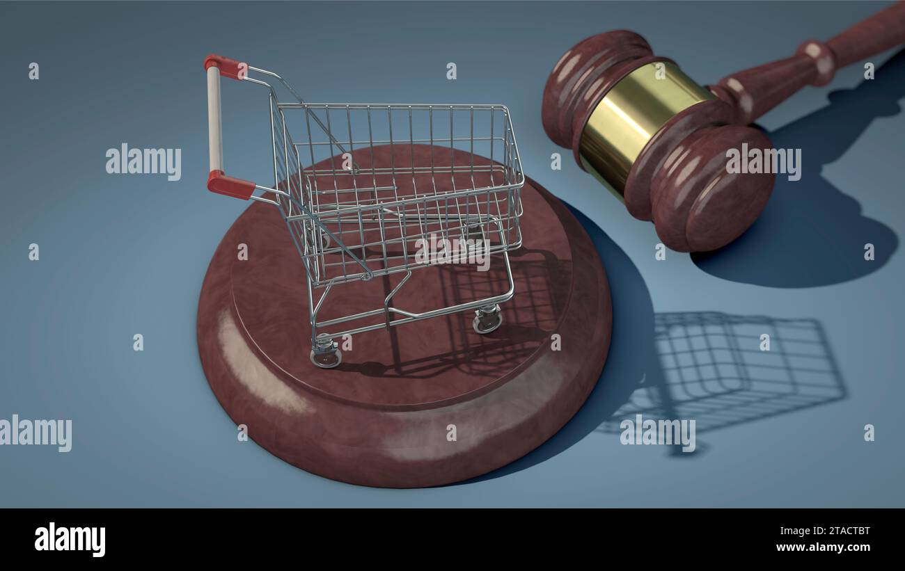 Shopping cart and judge's gavel Stock Photo - Alamy