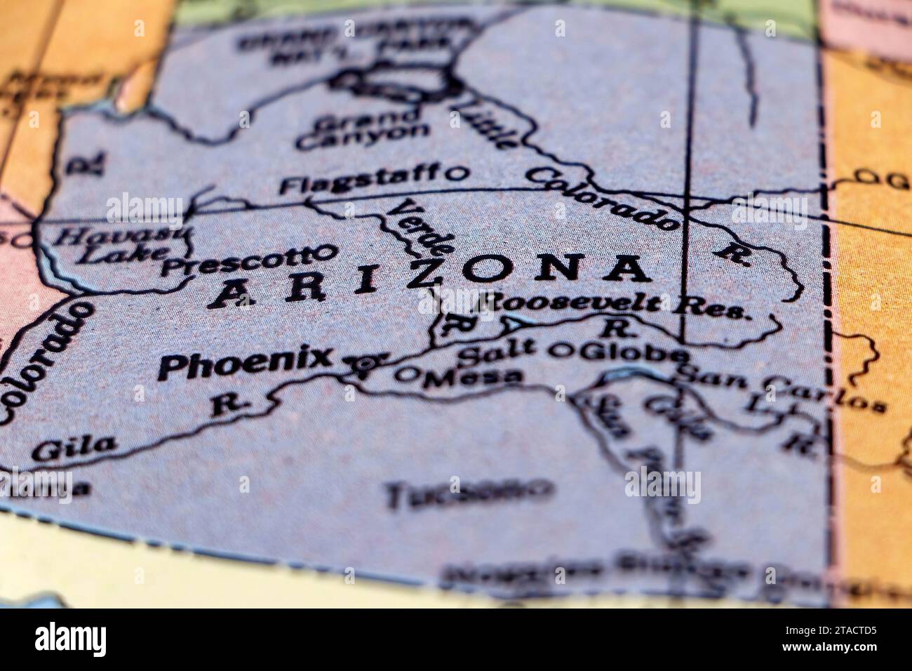 close up of usa map showing the state of arizona Stock Photo - Alamy